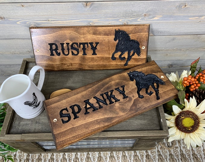 Stable Sign LARGE/ Horse Stall Name Plate/ Hand Routed Wooden Sign ...