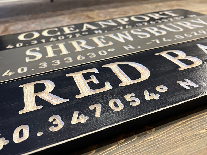 Town Latitude Longitude Coordinates City Name Sign - Etsy