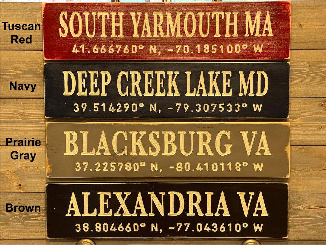 Town Latitude Longitude Coordinates City Name Sign Custom/hometown ...