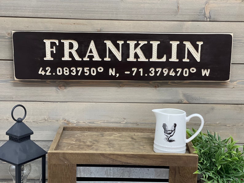 Town Latitude Longitude Coordinates City Name Sign | Etsy
