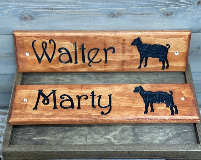Goat Sign SMALL/ Horse Stall Name Plate/ Hand Routed Wooden Sign ...