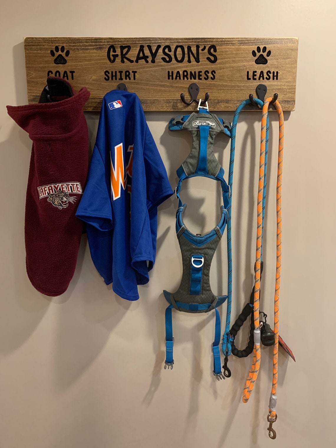 Leash Rack Customized Your Dog Leash Coat Harness Holder | Etsy