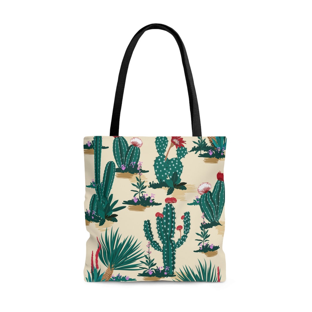 Desert Cactus Tote Bag Summer Cacti Desert Blooming Succulent Flowers ...