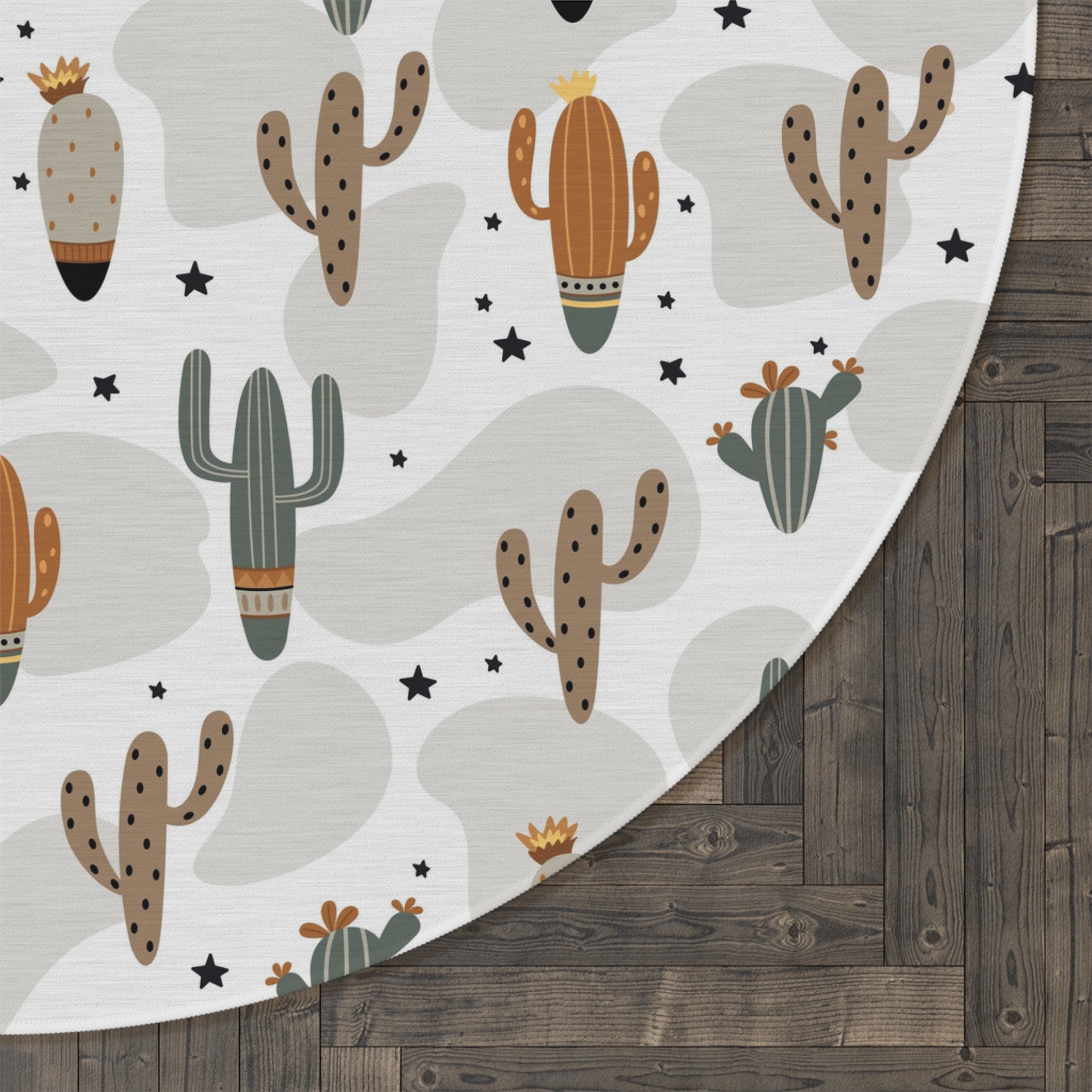 Cute Cactus Print Round Area Rug Desert Southwestern Cacti on Light ...