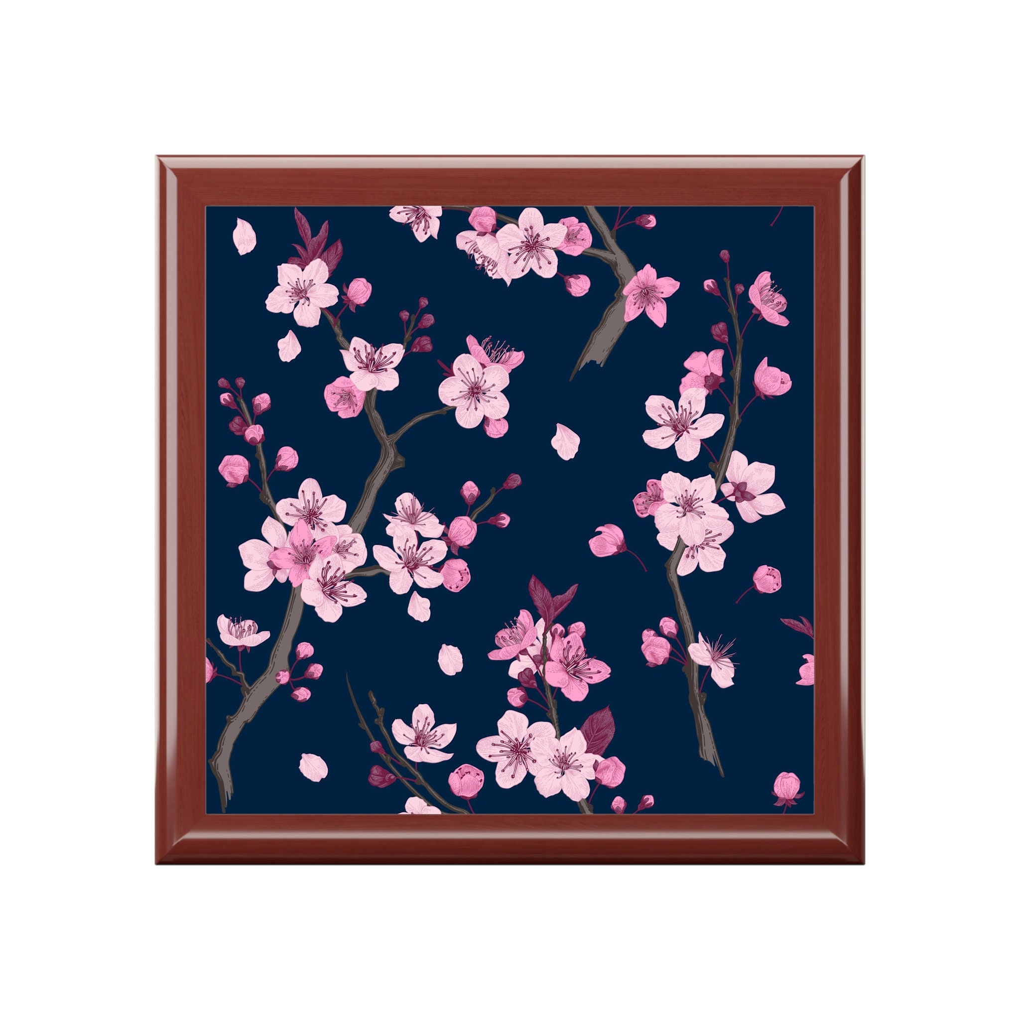 Sakura Pink Cherry Blossom Branches Wooden Keepsake Box Japanese Theme ...