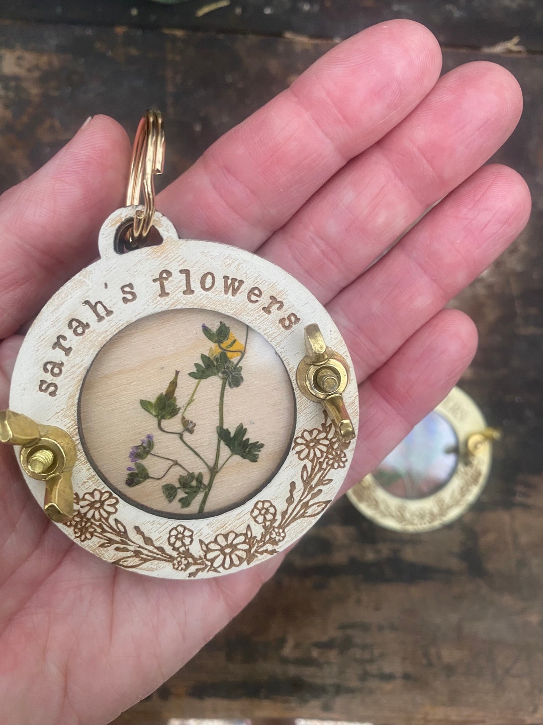 Pocket Flower Press Keychain: Personalized Travel Size Wedding Favor - Etsy