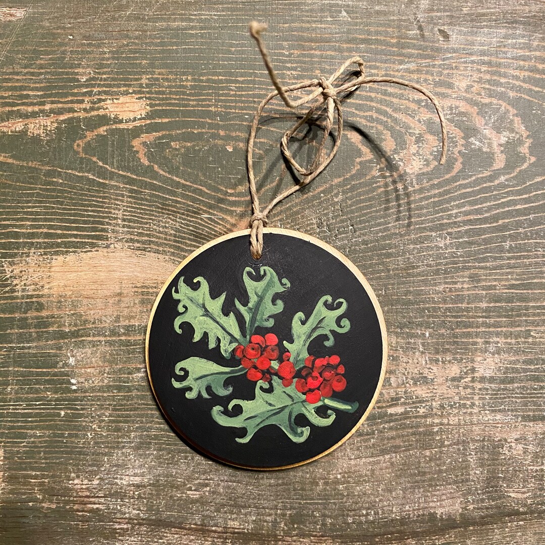 Handpainted Botanical Art Ornaments With Holly, Pine, Juniper & Winter ...