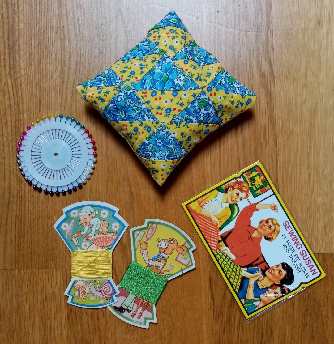 Sewing Kit Including Pin Cushion Made From Vintage Patchwork and ...
