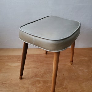 Mid Century Upholstered Stool/ottoman/ Vintage Vinyl Footstool/ Atomic ...