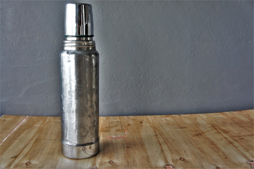 Vintage Brushed Steel Aladdin Thermos/ Restored Wire Brushed Metal ...