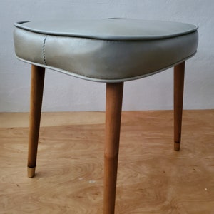 Mid Century Upholstered Stool/ottoman/ Vintage Vinyl Footstool/ Atomic ...