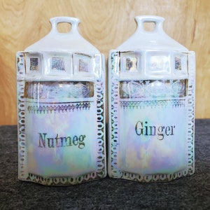 Antique Porcelain Lusterware Canister Set/ White Block Germany ...