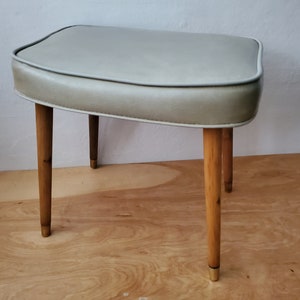 Mid Century Upholstered Stool/ottoman/ Vintage Vinyl Footstool/ Atomic ...
