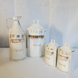 Antique Porcelain Lusterware Canister Set/ White Block Germany ...