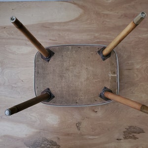 Mid Century Upholstered Stool/ottoman/ Vintage Vinyl Footstool/ Atomic ...