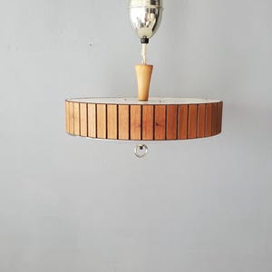 Vintage Teakwood Retractable Pendant Lamp/ Gruvwood Style/ Bruce ...