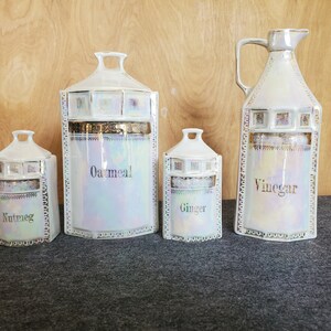 Antique Porcelain Lusterware Canister Set/ White Block Germany ...