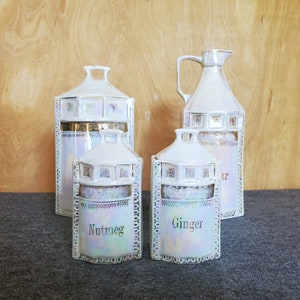 Antique Porcelain Lusterware Canister Set/ White Block Germany ...