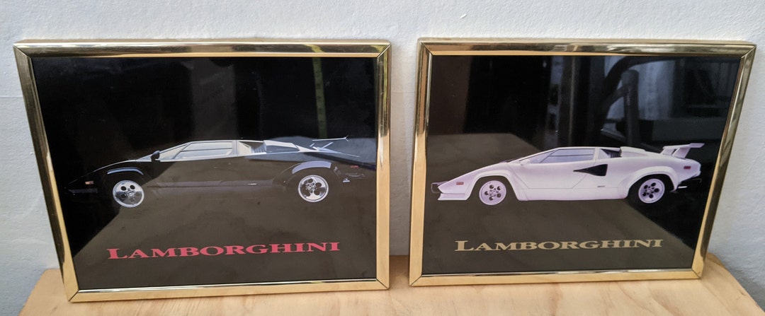 80s Lamborghini Countach Framed Posters/ Vintage Sports Car Photos/ Set ...