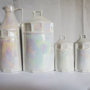 Antique Porcelain Lusterware Canister Set/ White Block Germany ...