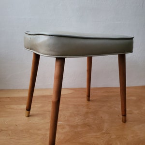 Mid Century Upholstered Stool/ottoman/ Vintage Vinyl Footstool/ Atomic ...