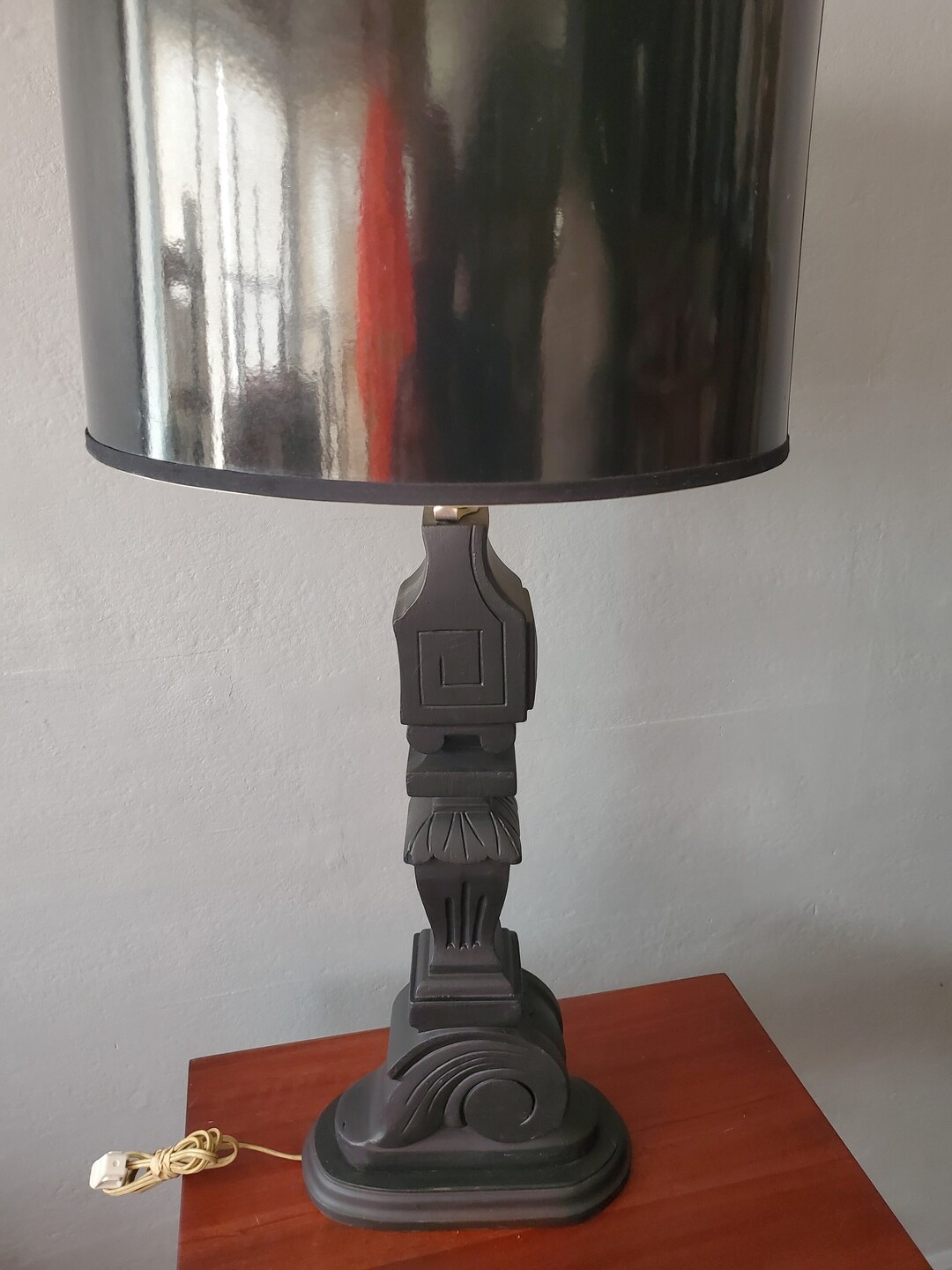 Antique Hand Carved Baroque Style Table Lamp/ Wooden Carved Lamp Base ...