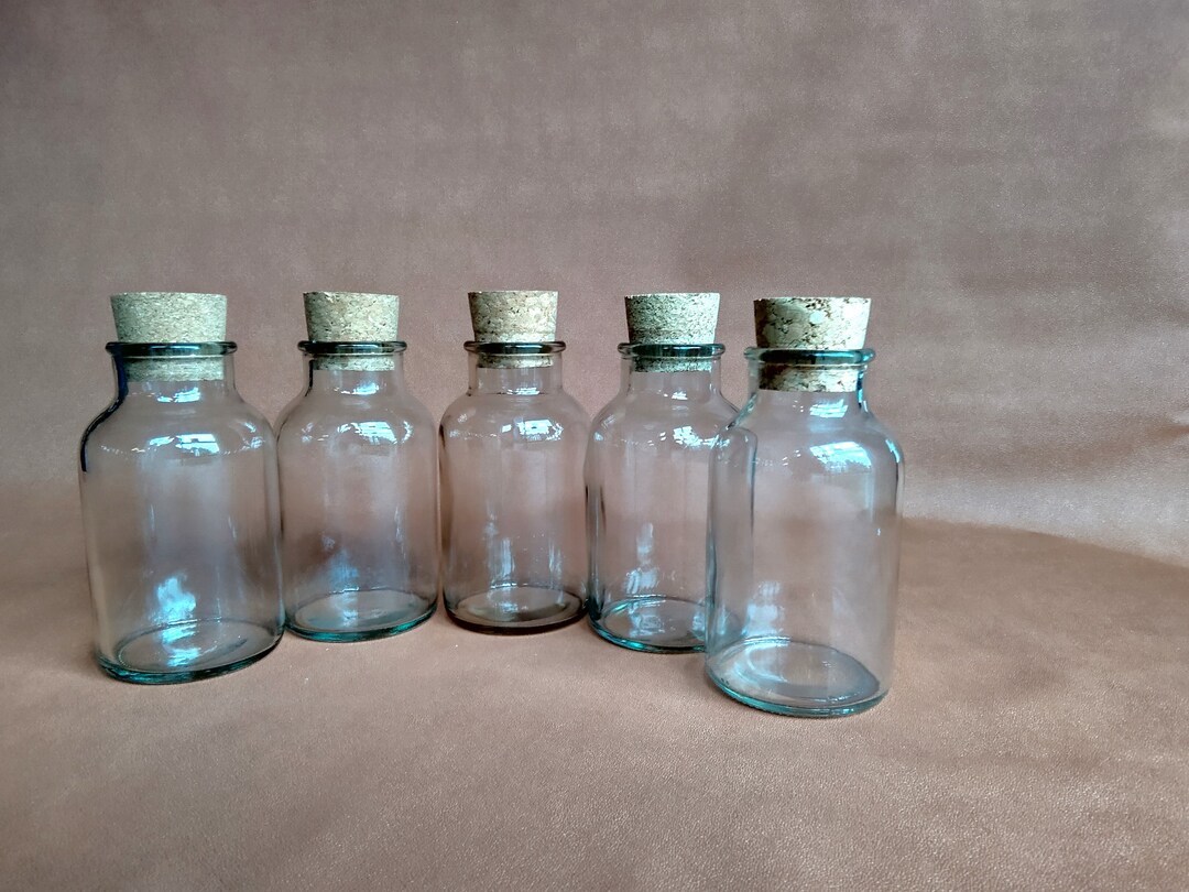 Vintage Cork Lid Apothecary Jar Set/ Scandi Corked Bottle/ 20 Oz Glass ...
