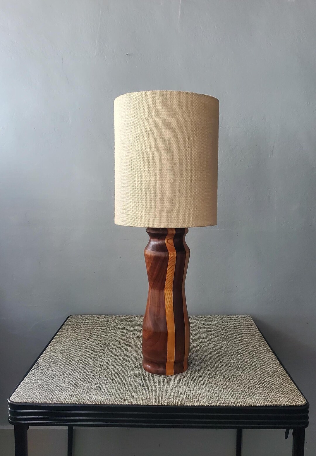 Vintage Mahogany Maple Inlaid Wood Table Lamp: Mid-century Lighting - Etsy