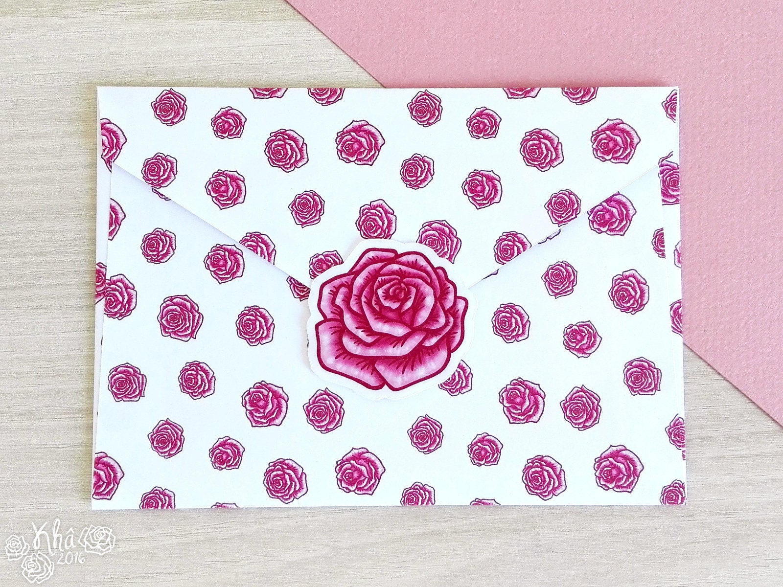 Set of 3 Handmade Pink Roses Flowers Stickers - Etsy