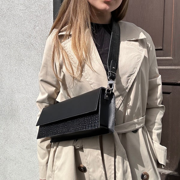 Rectangle Leather Bag - Etsy