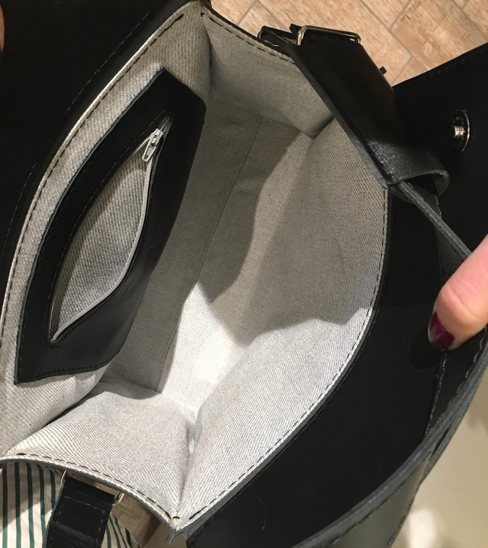 Black Leather Handbag – Large Structured Bag, Square Top Handle Purse ...