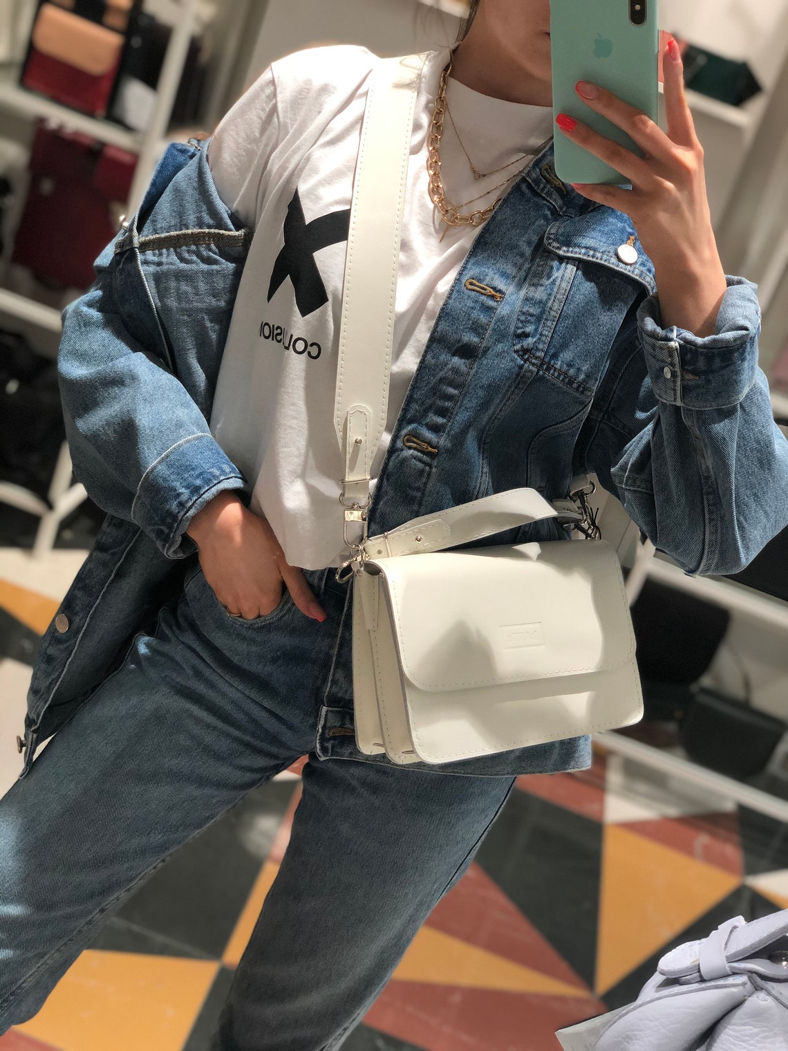 Small Capacious Handbag for Everything Natural White Leather - Etsy