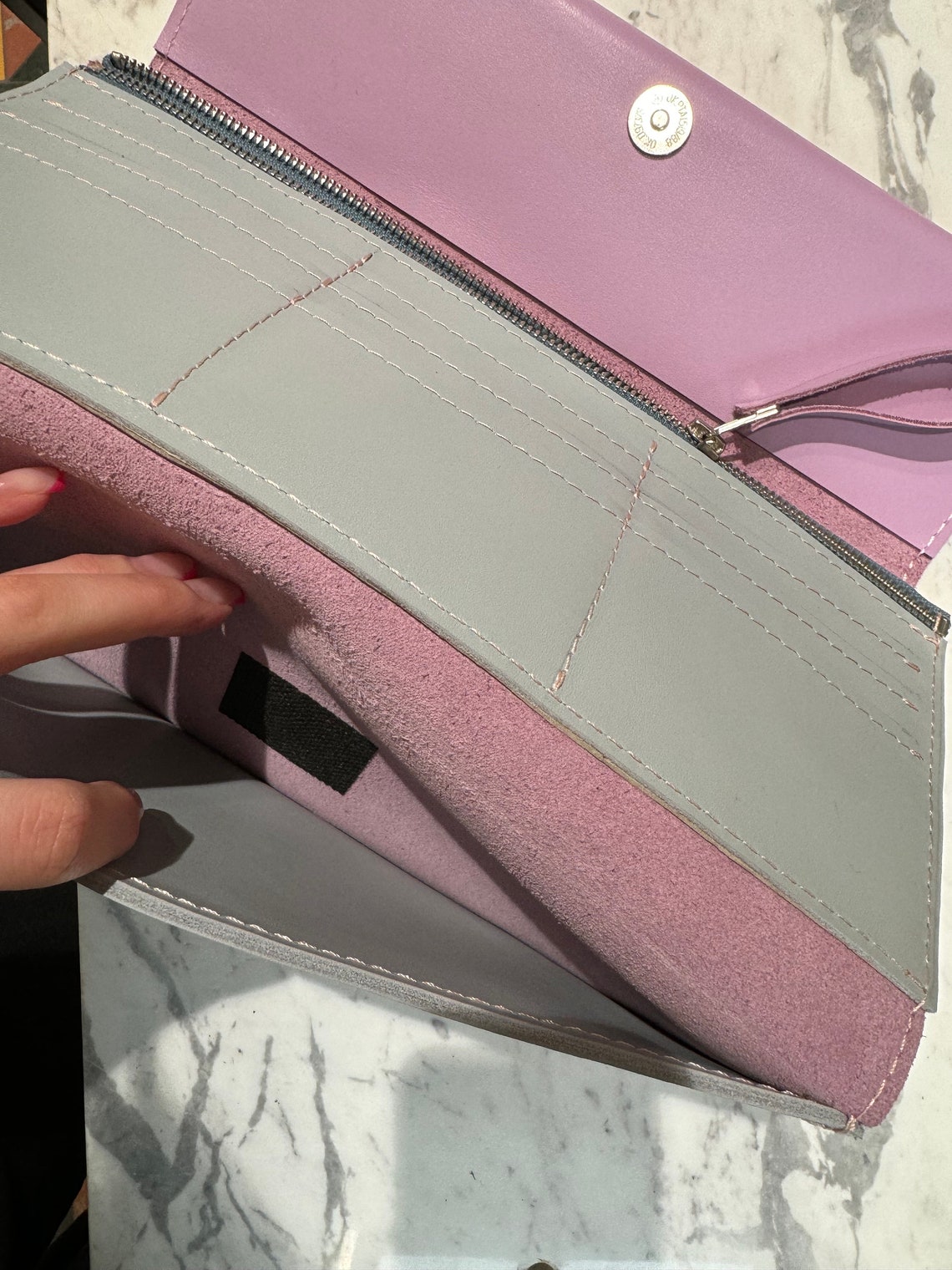 Lilac Leather Clutch, Leather Purse for Night Out, Minimalistic Bag ...