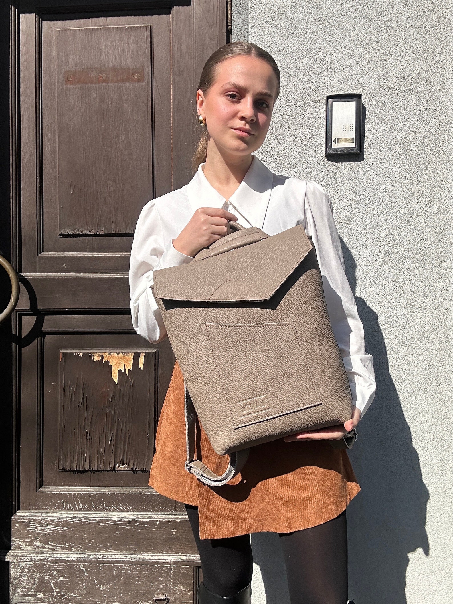 Natural Leather Backpack, Backpack for Work, Laptop Rucksack, School ...