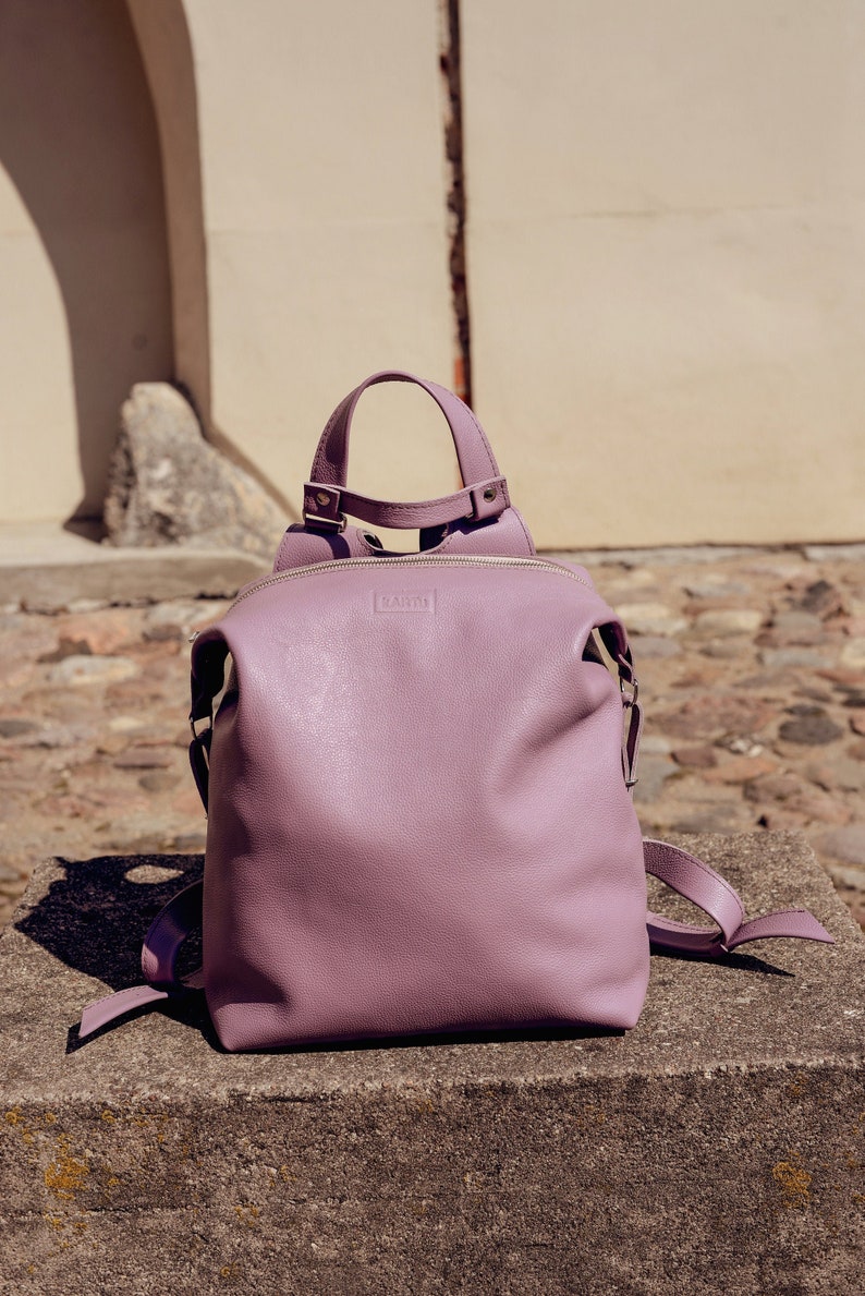 Minimalist Leather Bag Dusty Pink Leather Backpack Traveller - Etsy