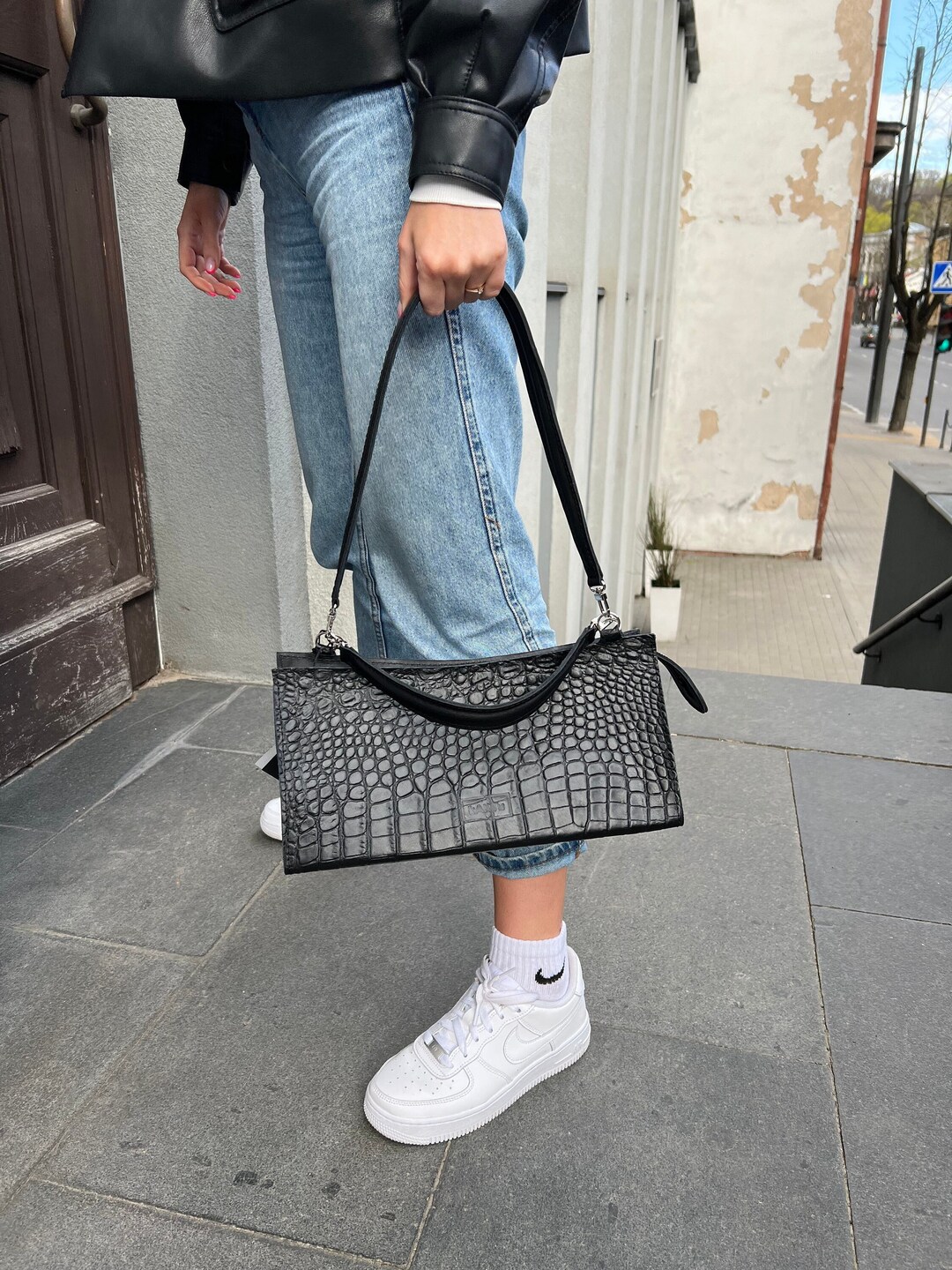 Modern Leather Handbag, Spacy Medium Size Purse, Top Handle Leather Bag ...