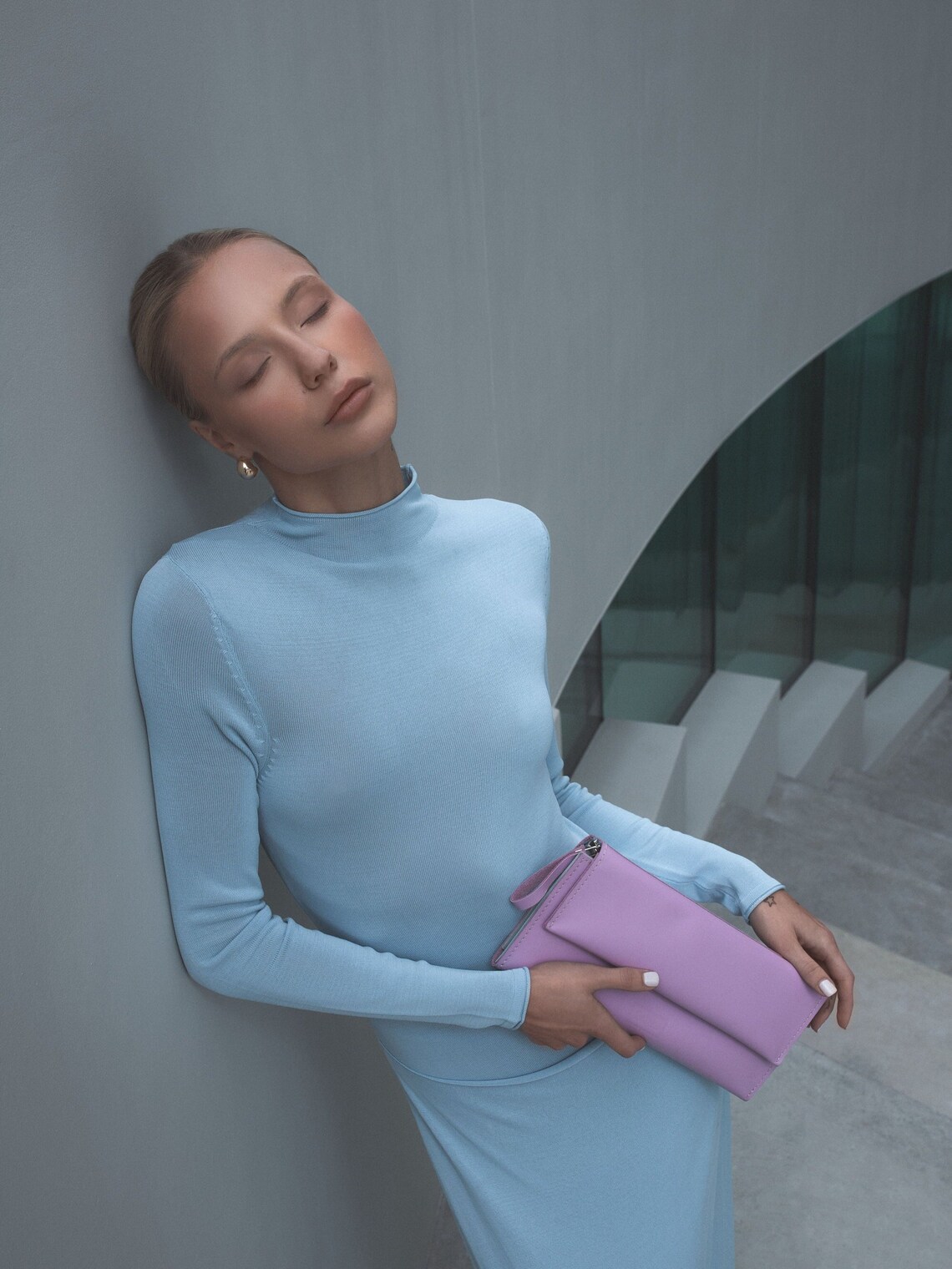 Lilac Leather Clutch, Leather Purse for Night Out, Minimalistic Bag ...