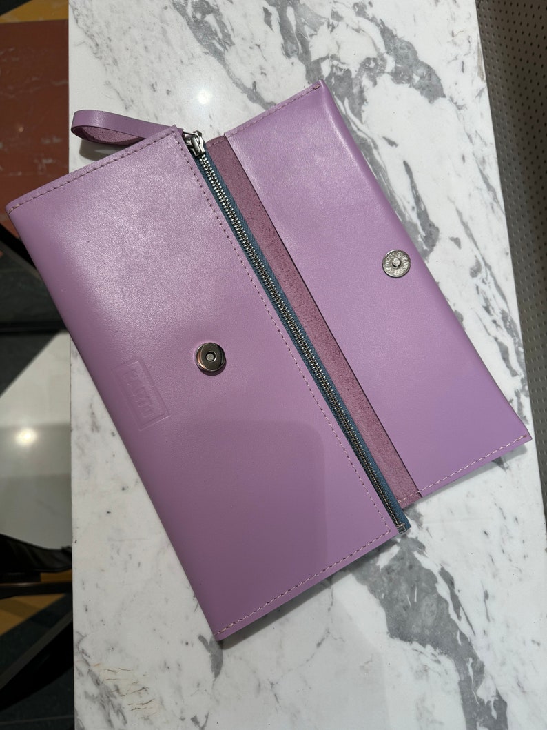 Lilac Leather Clutch, Leather Purse for Night Out, Minimalistic Bag ...