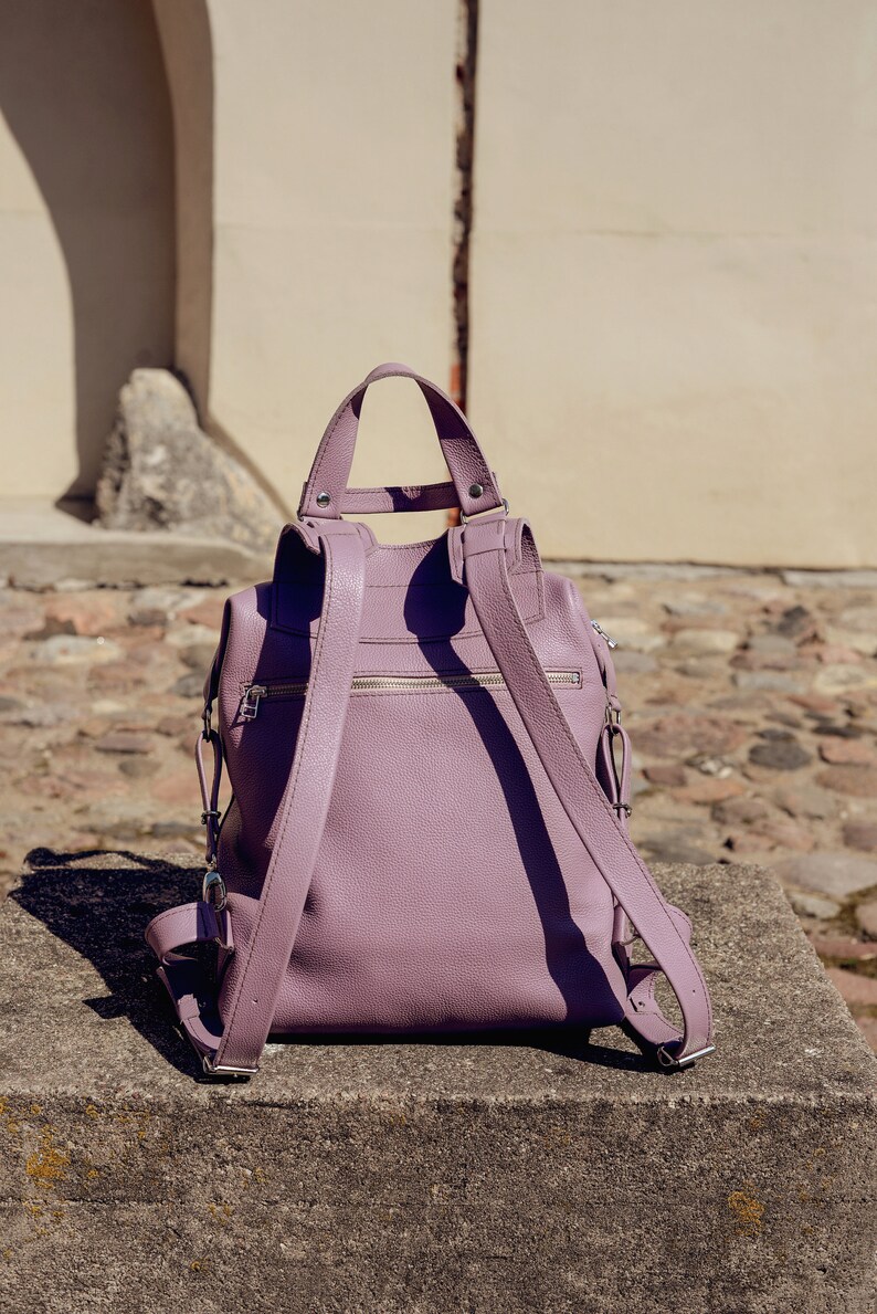 Minimalist Leather Bag Dusty Pink Leather Backpack Traveller - Etsy