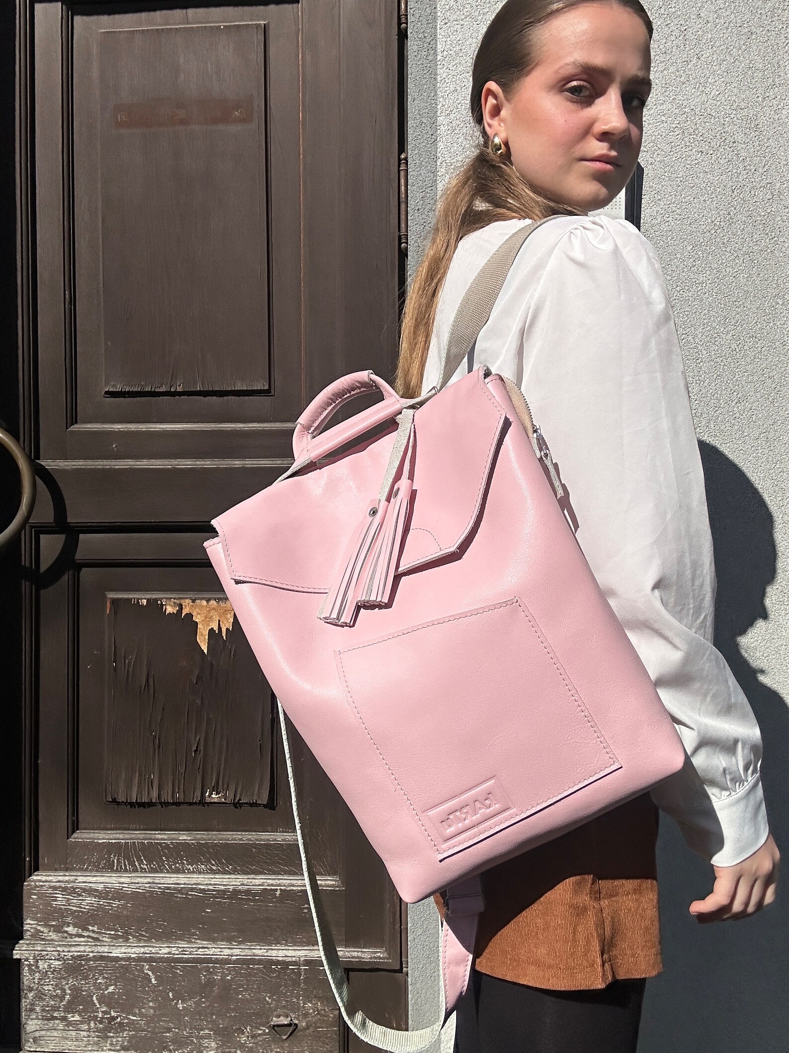 Natural Leather Backpack, Backpack for Work, Laptop Rucksack, School ...