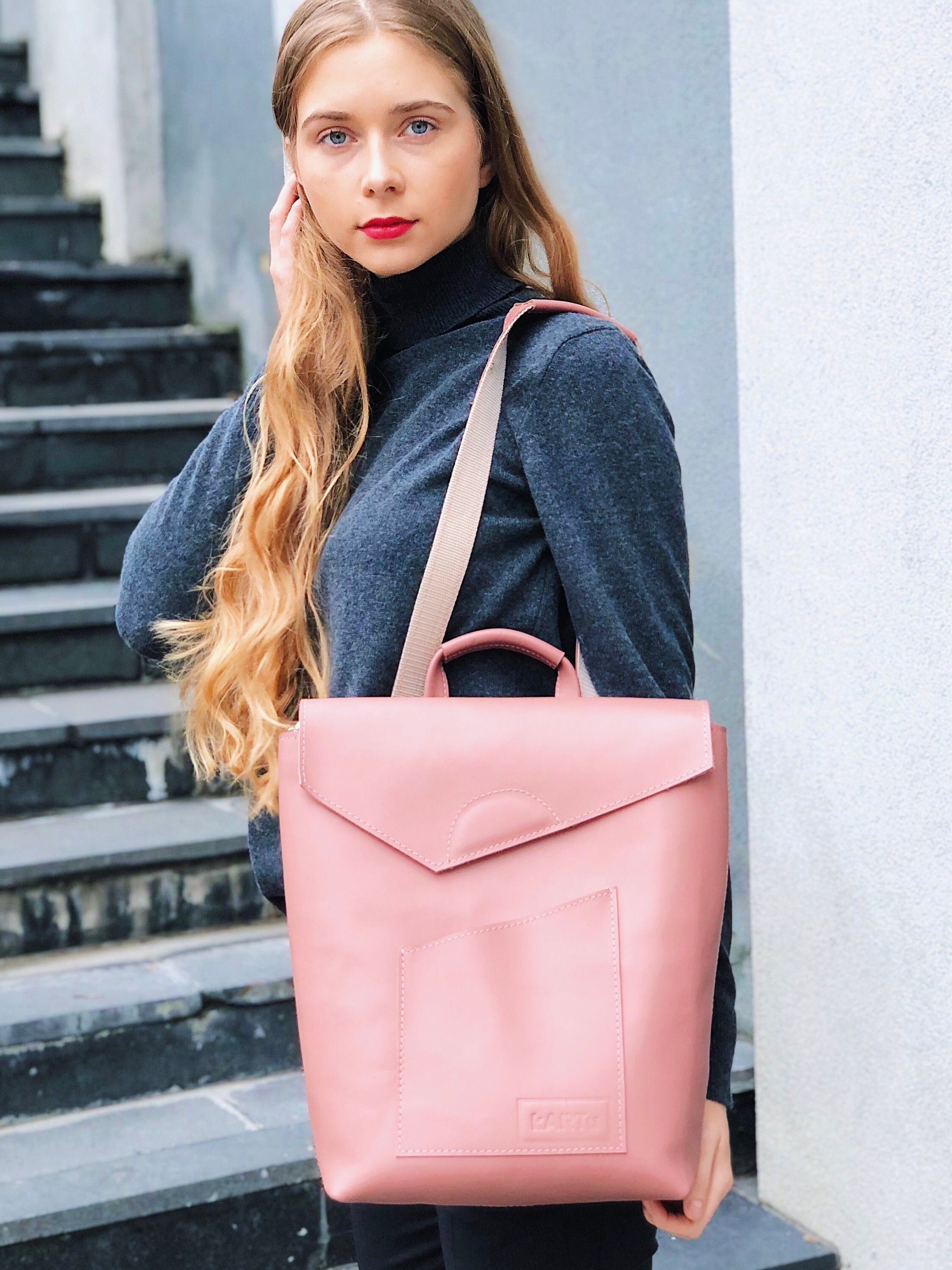 Custom Leather Backpack Envelope Design Rucksack Urban Style - Etsy