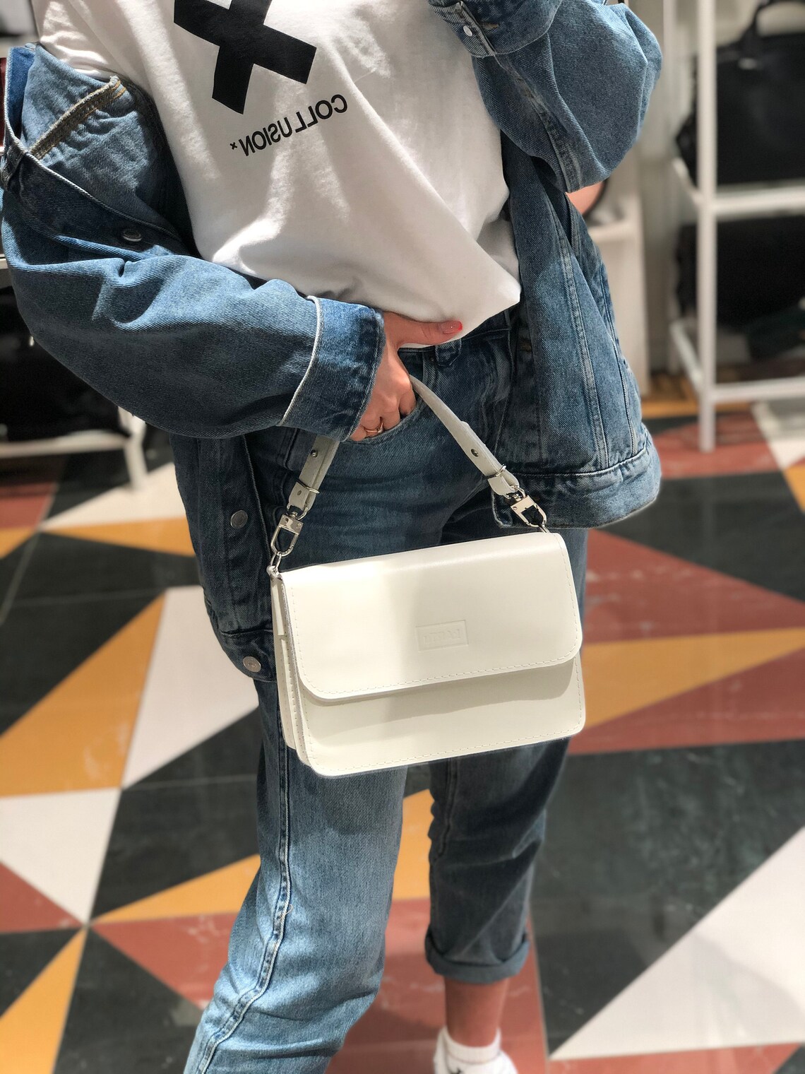 Small Capacious Handbag for Everything Natural White Leather - Etsy