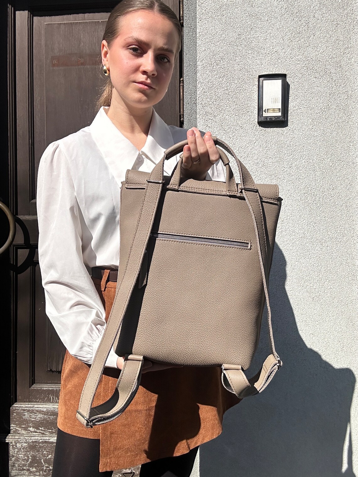 Natural Leather Backpack, Backpack for Work, Laptop Rucksack, School ...