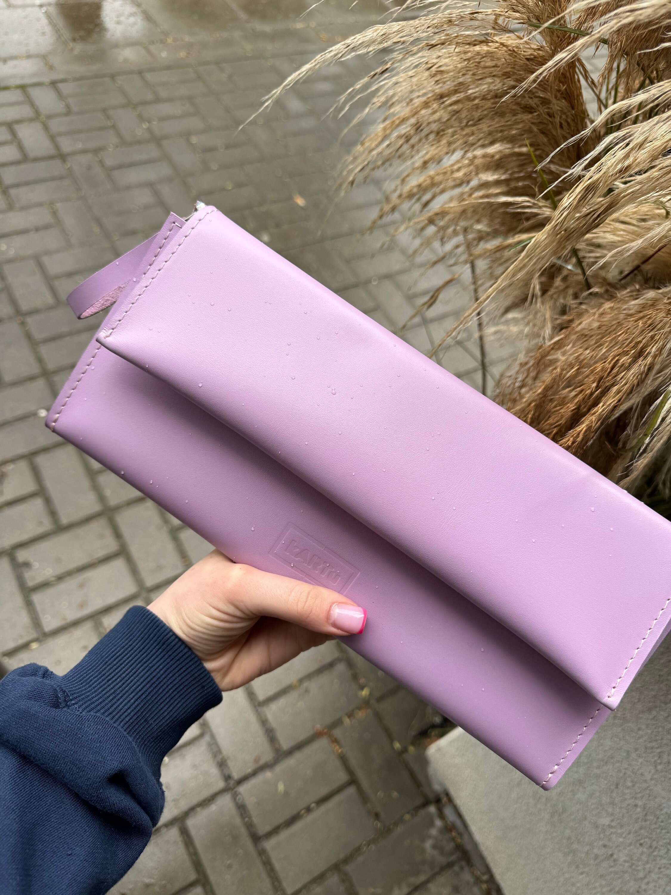Lilac Leather Clutch, Leather Purse for Night Out, Minimalistic Bag ...