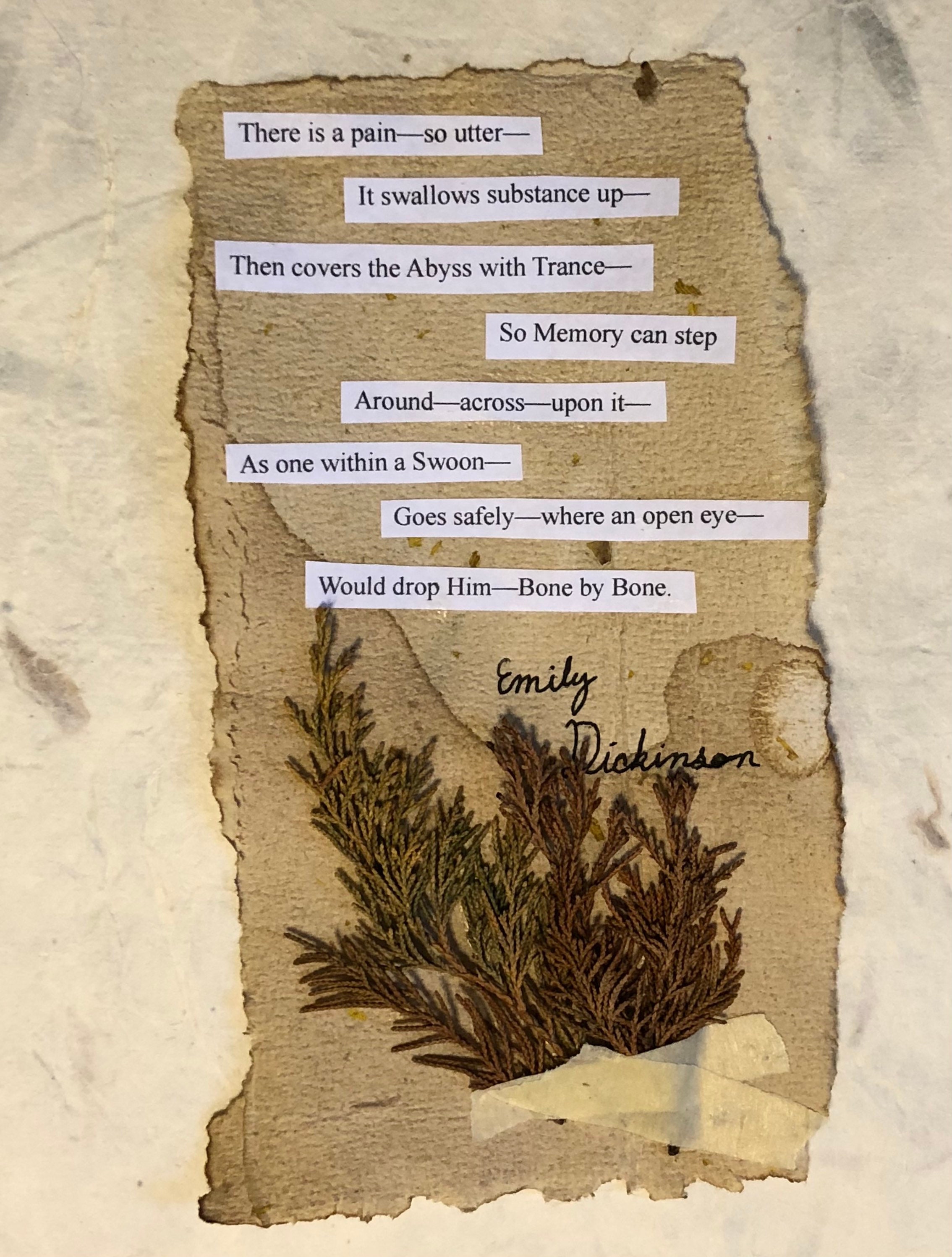 Emily Dickinson Poem Collage Homemade Paper | Etsy