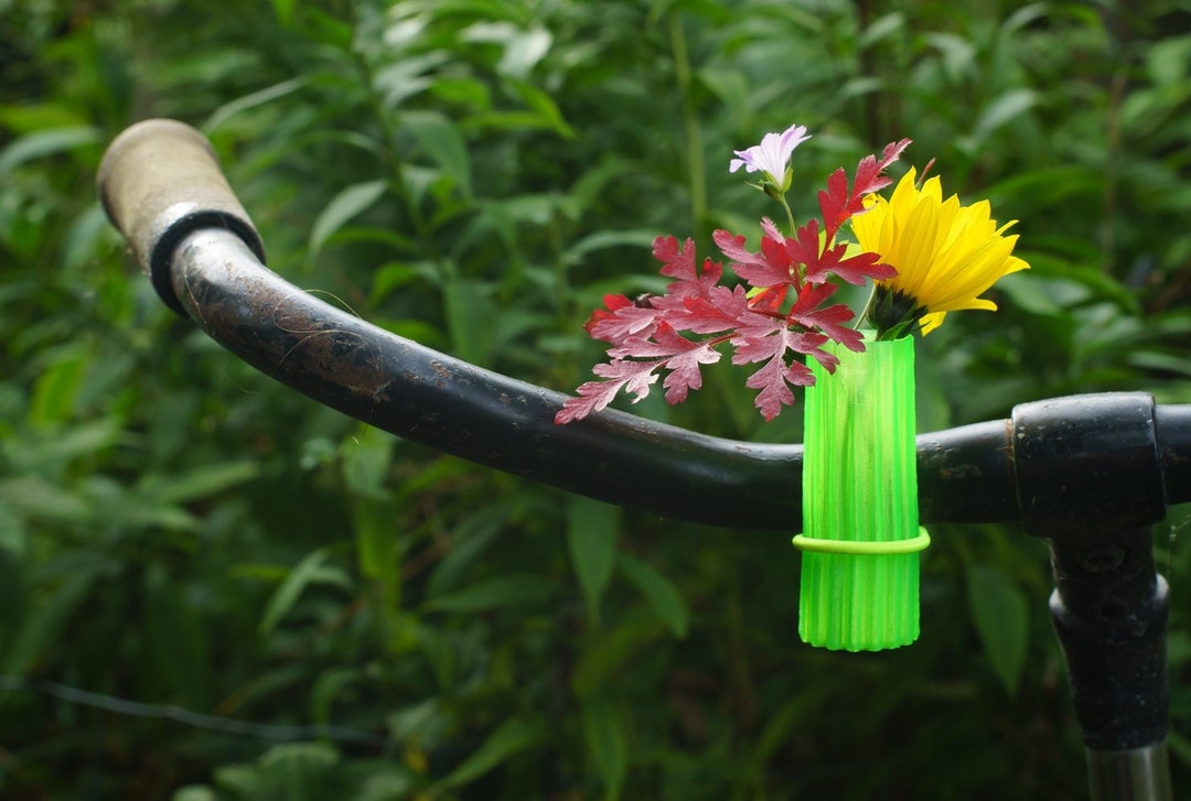 Bike Vase Transparent Green V3 for Your Bicycle With a Colored Elastic ...