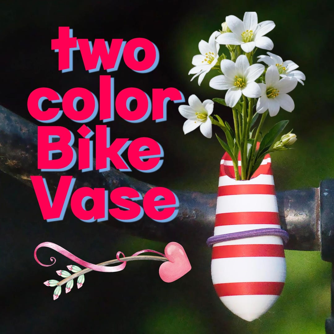 Two Color Bike Vase Red-white for Handlebars. Great Red-white Gift for ...