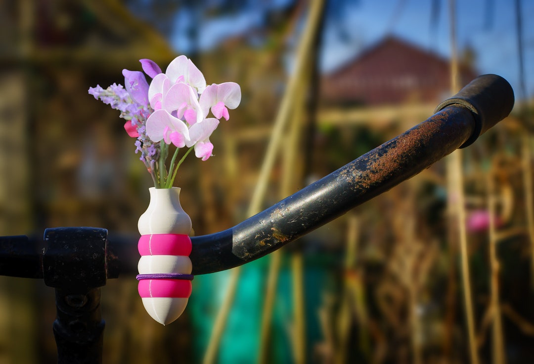 Bike Flower Vase for Handlebars. Great Gift for Bikers. Magenta Bike ...