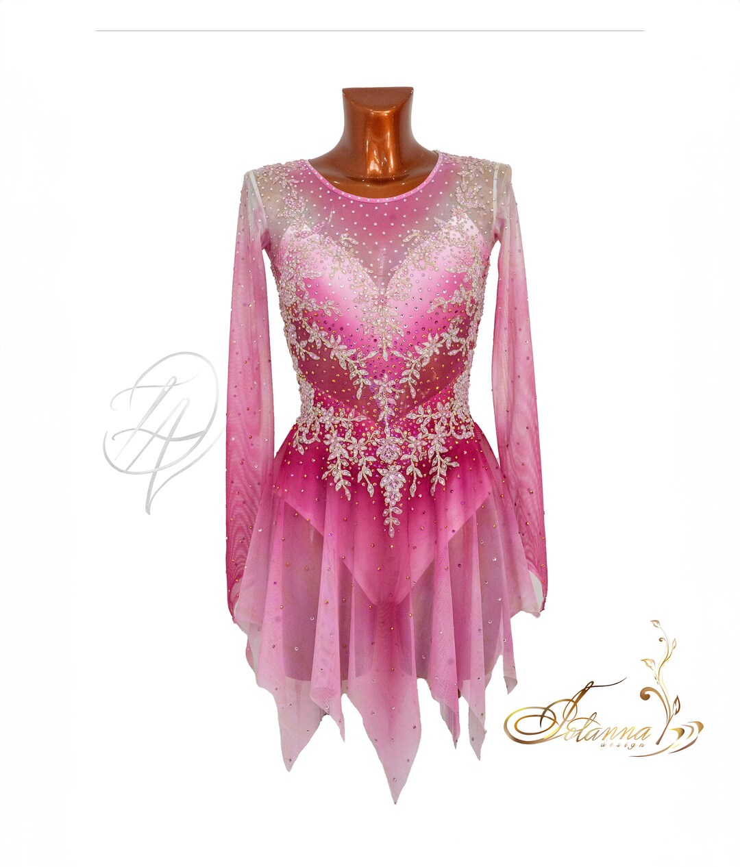 Pink Figure Skating Dress Rose Ice Skating Dress Shimmering Floral ...