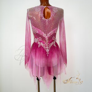 Pink Figure Skating Dress Rose Ice Skating Dress Shimmering Floral Fantasy Ice Skating Dress for ...